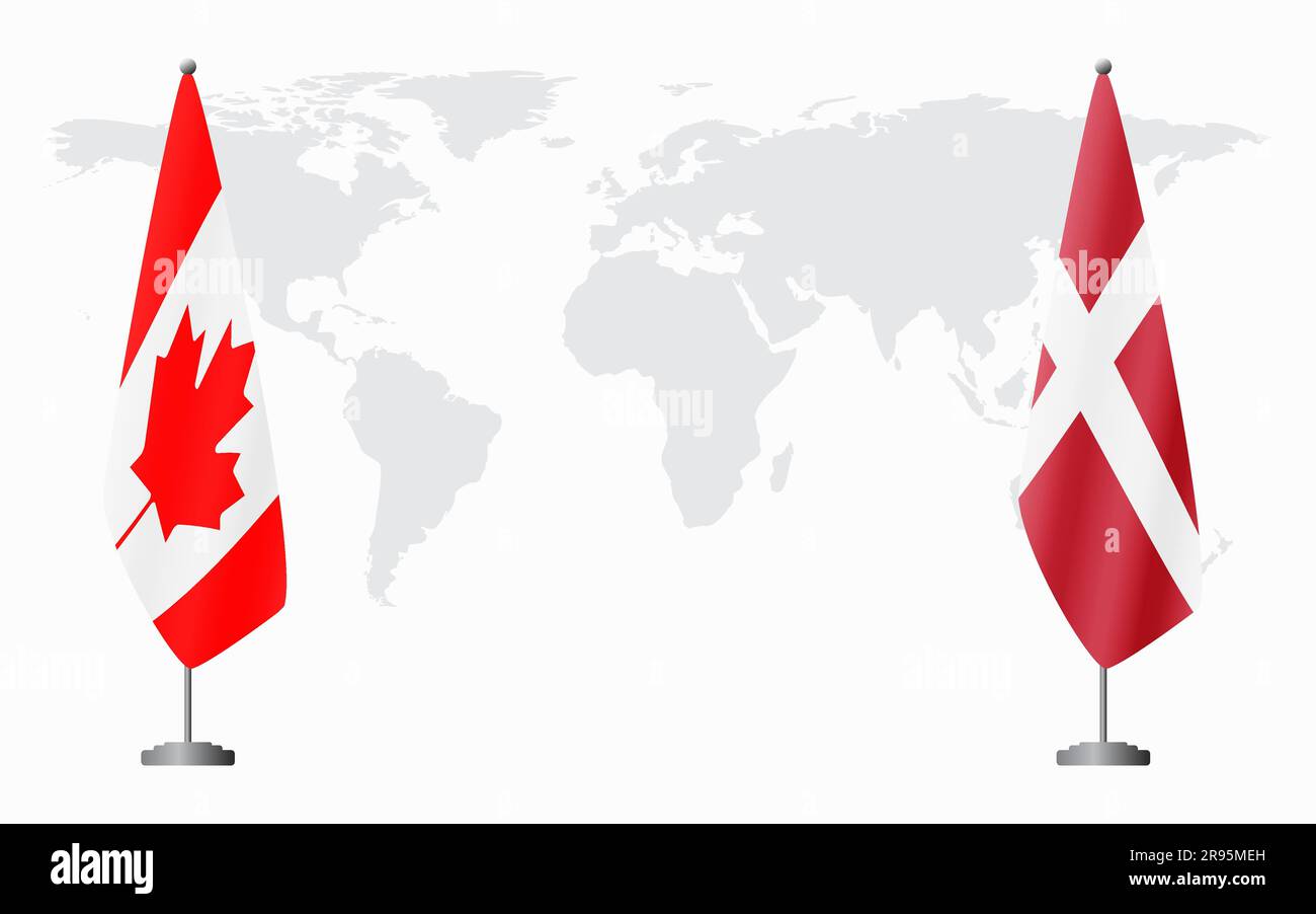 Canada and Denmark flags for official meeting against background of ...