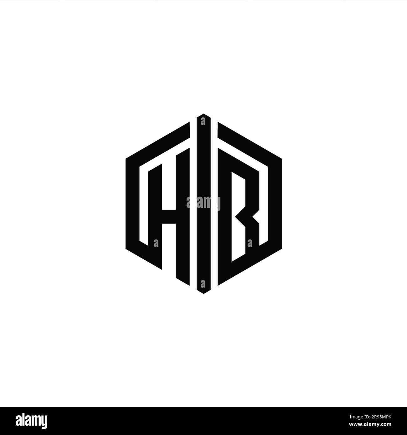 HB Letter Logo monogram hexagon shape with connect outline style design ...