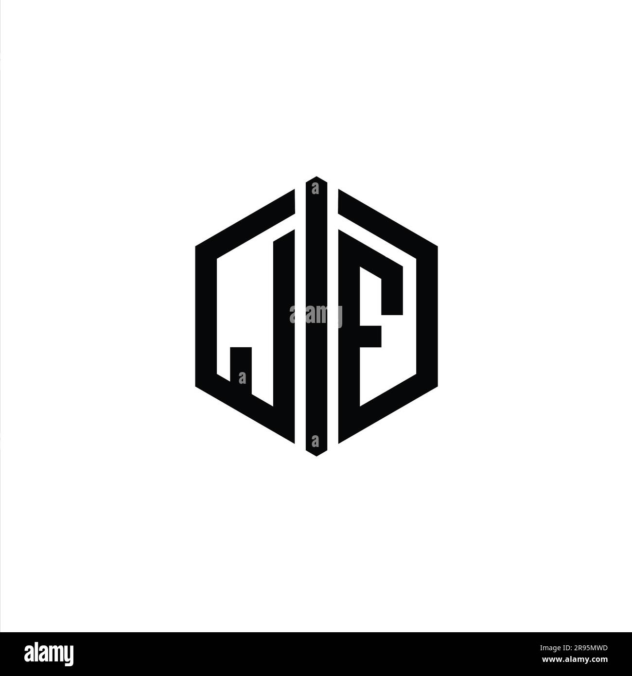 JF Letter Logo monogram hexagon shape with connect outline style design ...