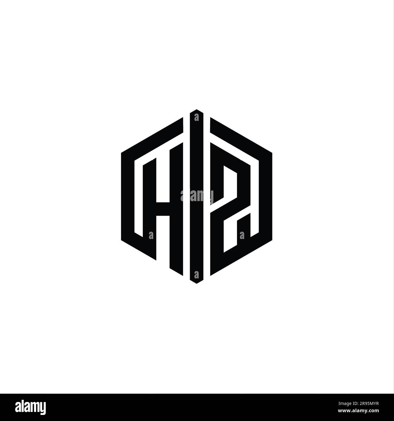 HZ Letter Logo monogram hexagon shape with connect outline style design template Stock Photo - Alamy