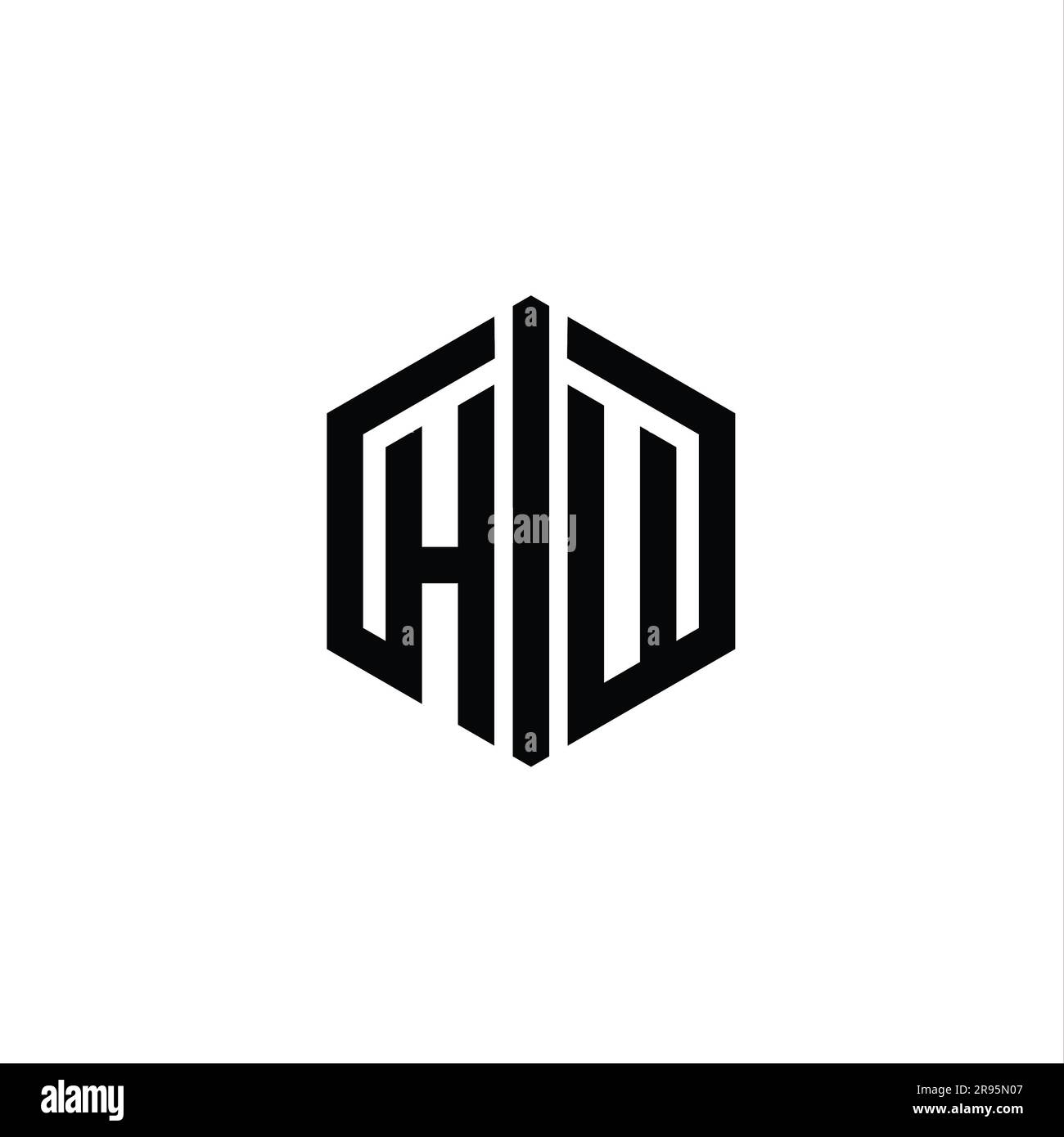 HU Letter Logo monogram hexagon shape with connect outline style design template Stock Photo - Alamy