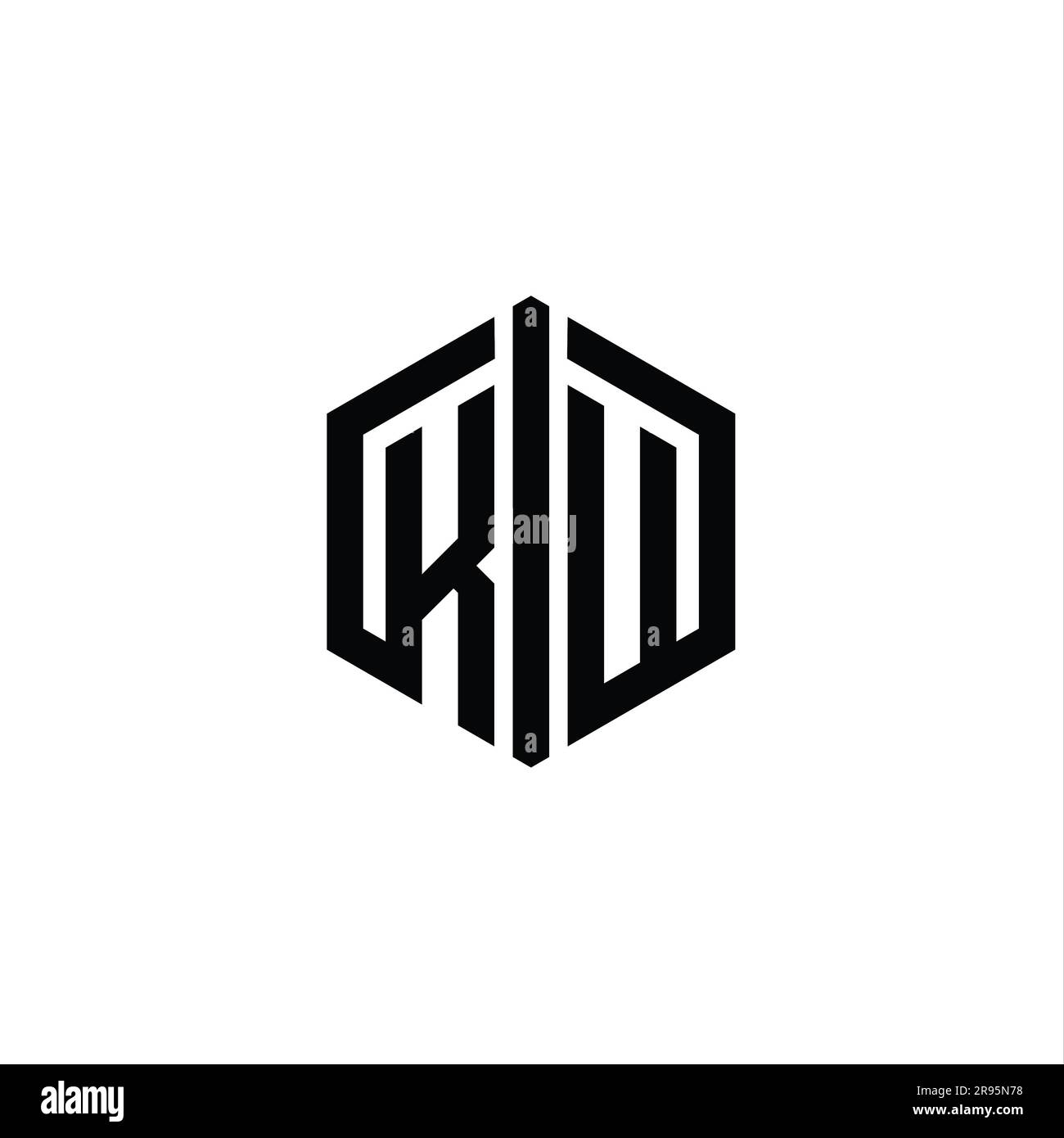 KU Letter Logo monogram hexagon shape with connect outline style design ...