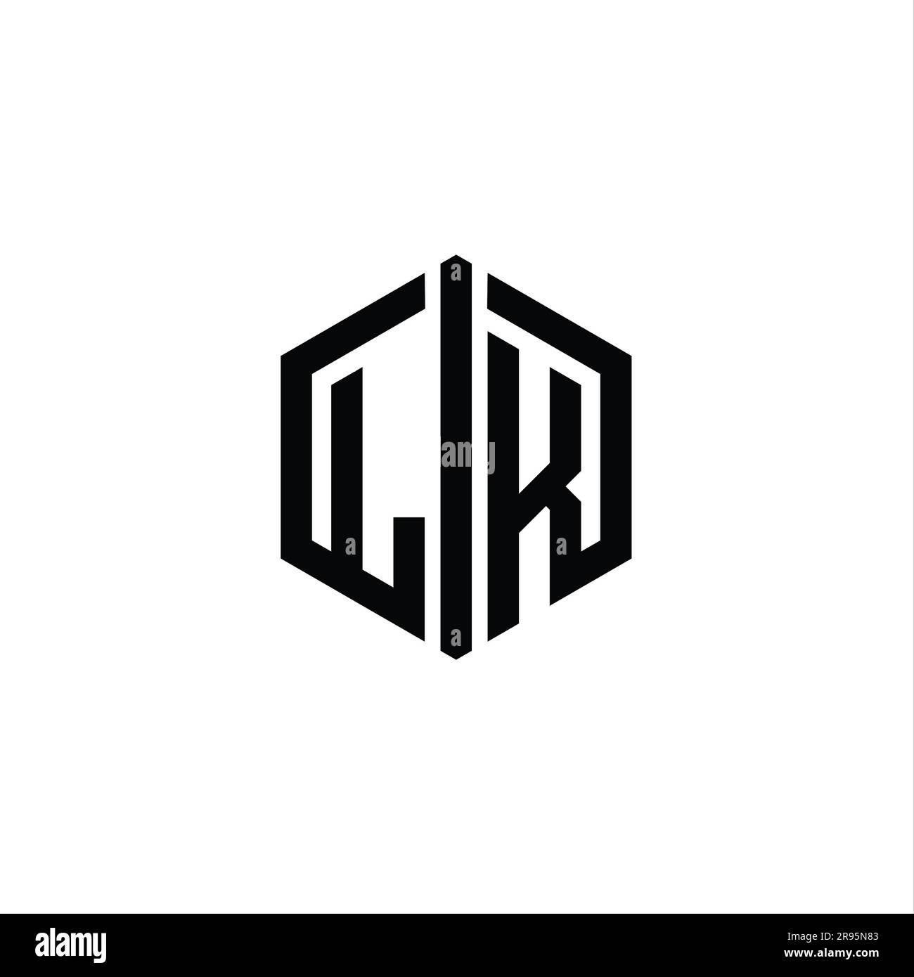 LK Letter Logo monogram hexagon shape with connect outline style design ...