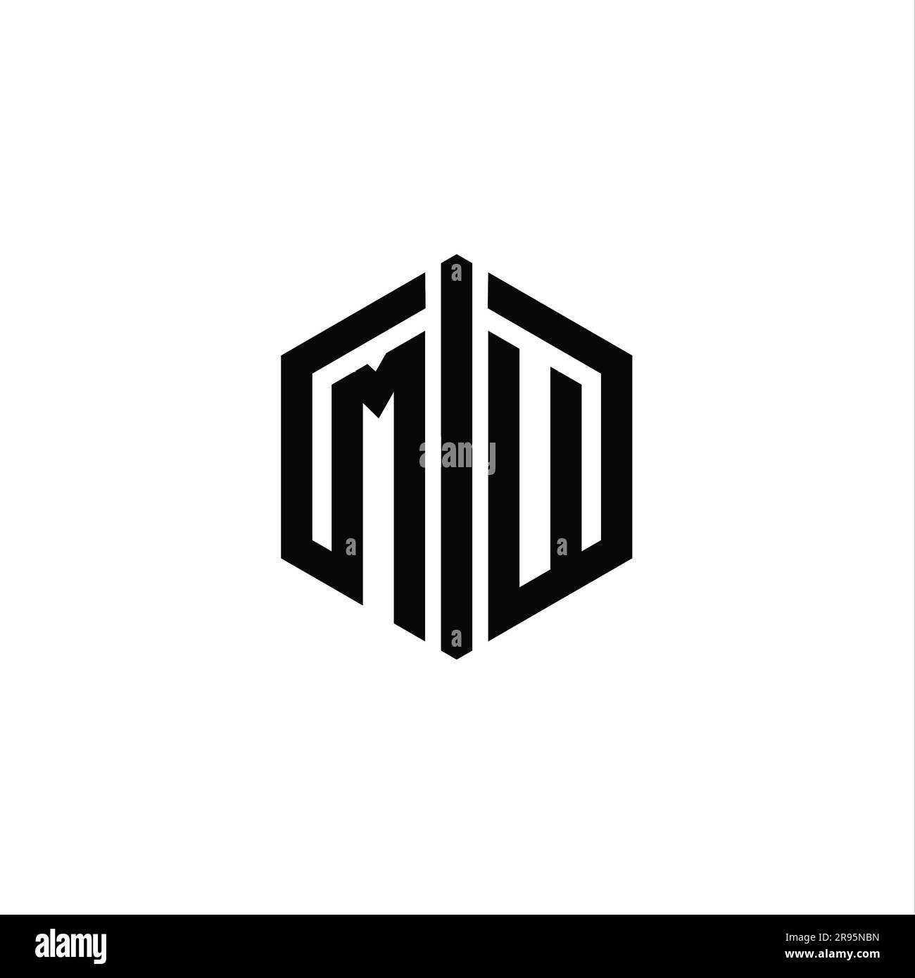 MU Letter Logo monogram hexagon shape with connect outline style design ...