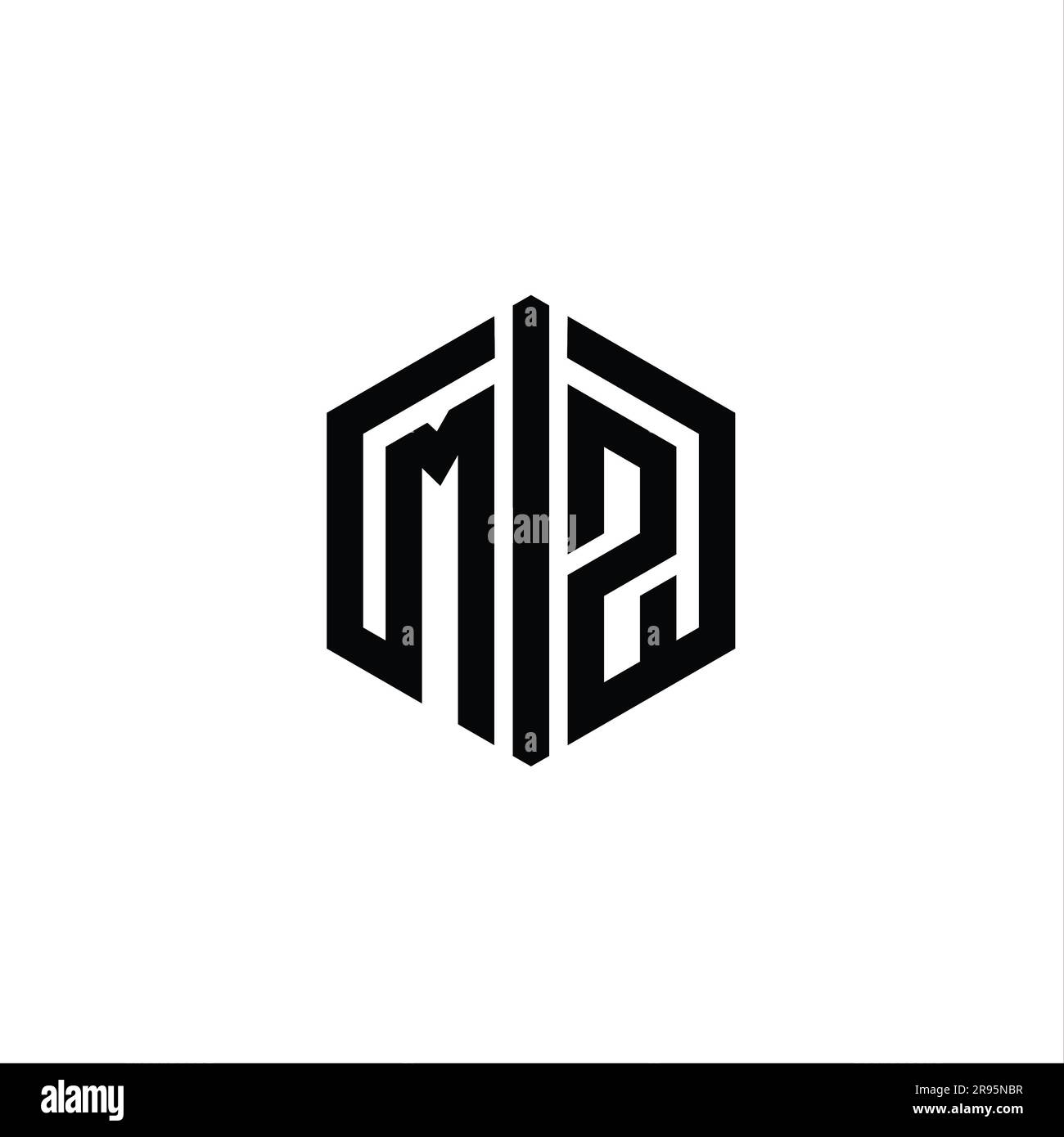 MZ Letter Logo monogram hexagon shape with connect outline style design template Stock Photo - Alamy