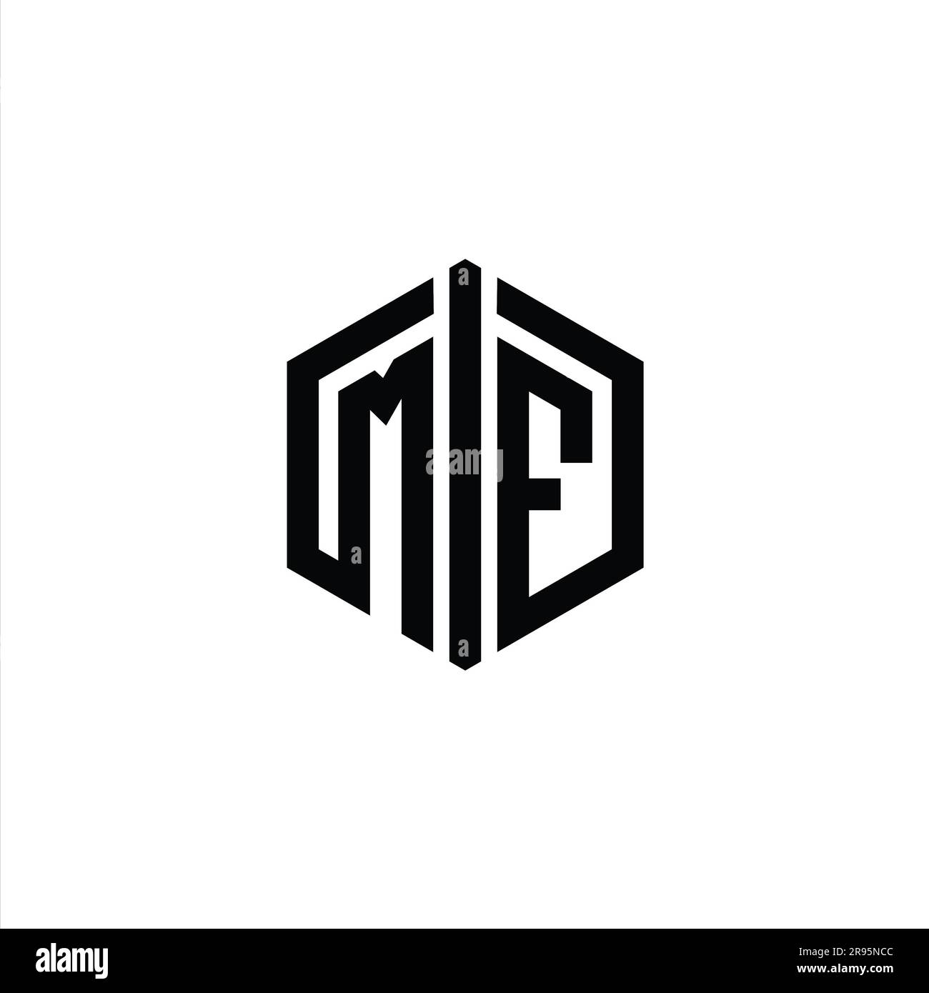 MF Letter Logo monogram hexagon shape with connect outline style design ...