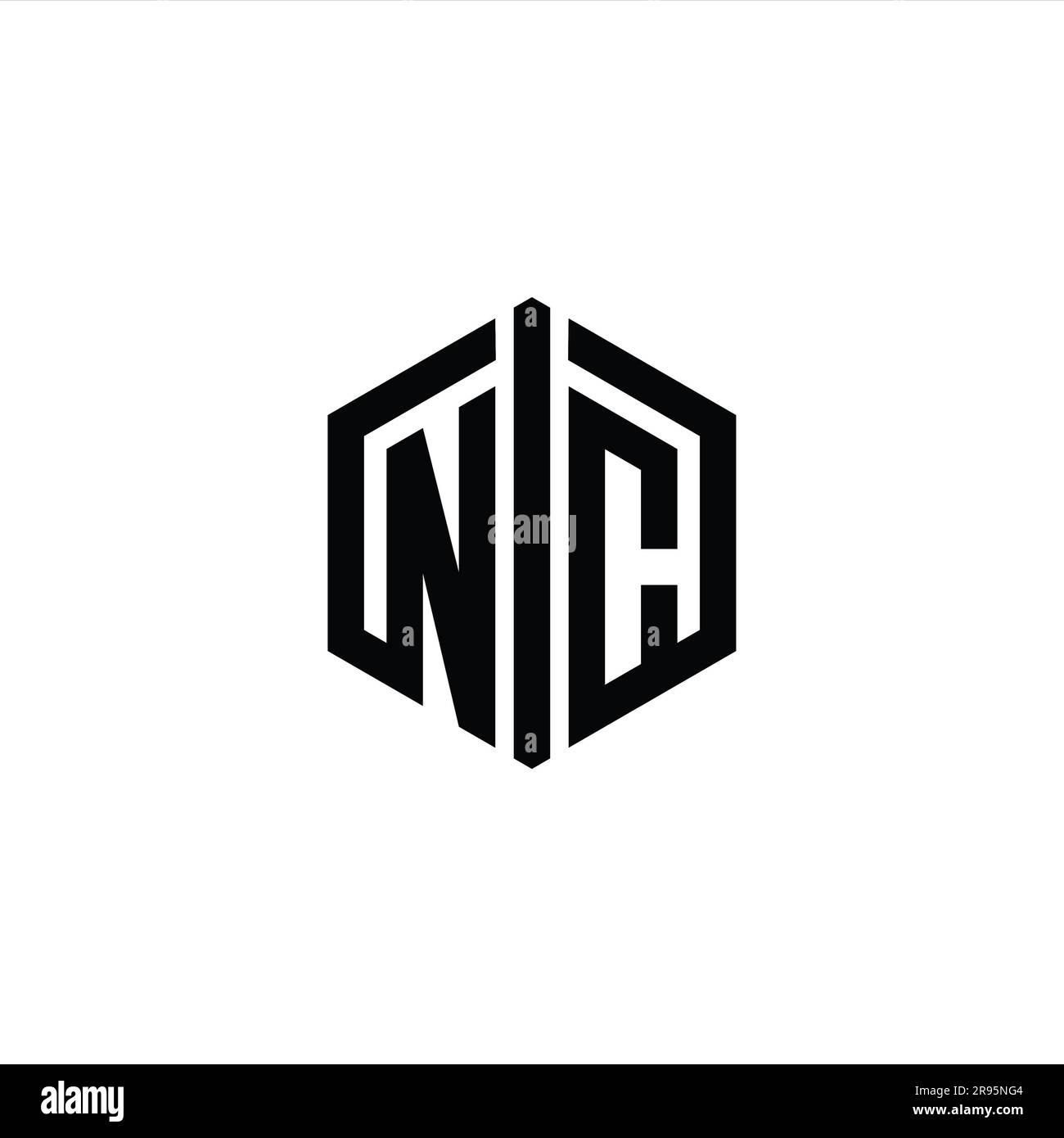 NC Letter Logo monogram hexagon shape with connect outline style design template Stock Photo - Alamy