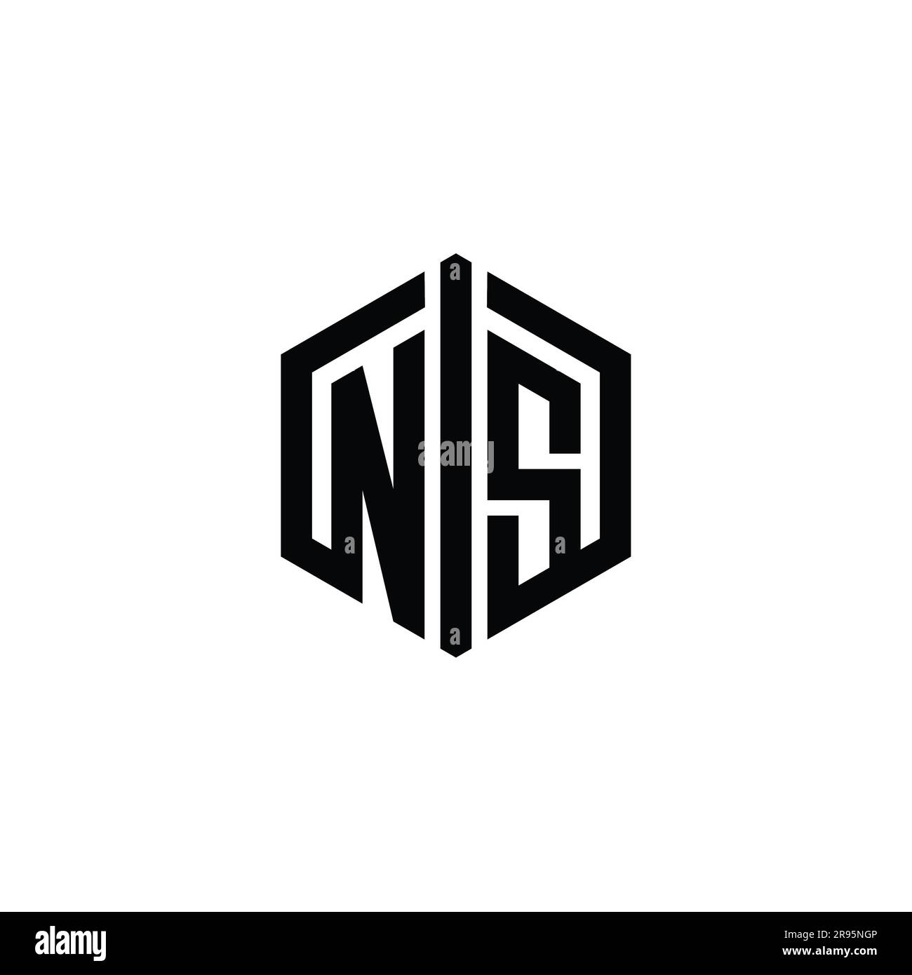 NS Letter Logo monogram hexagon shape with connect outline style design ...