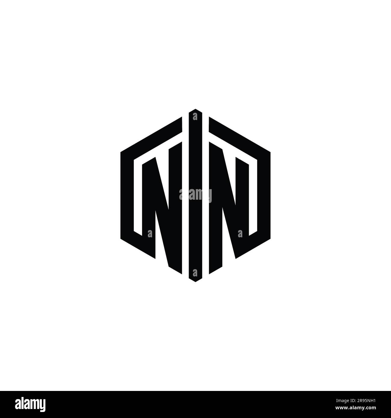 NN Letter Logo monogram hexagon shape with connect outline style design ...