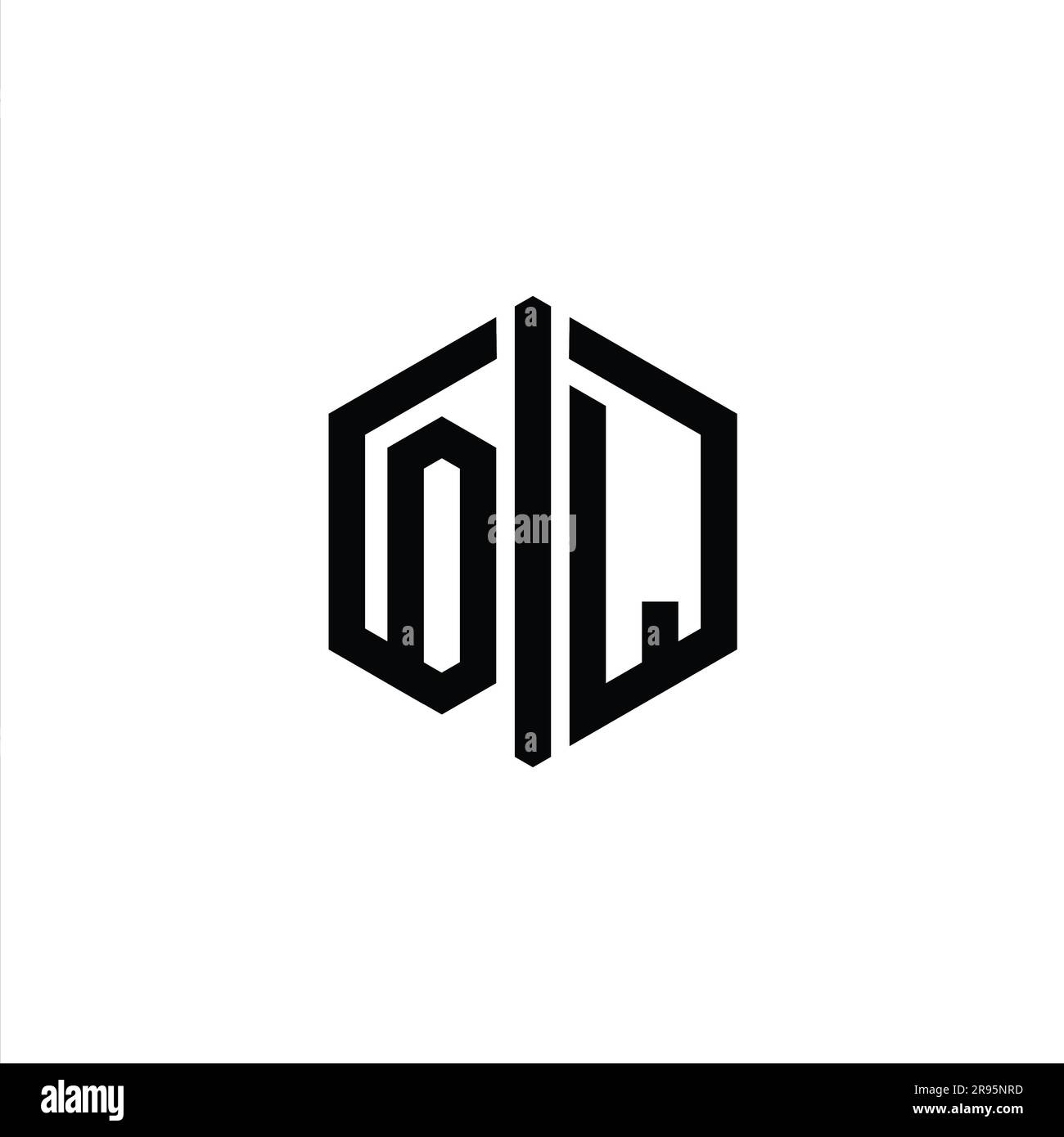 OL Letter Logo monogram hexagon shape with connect outline style design template Stock Photo - Alamy