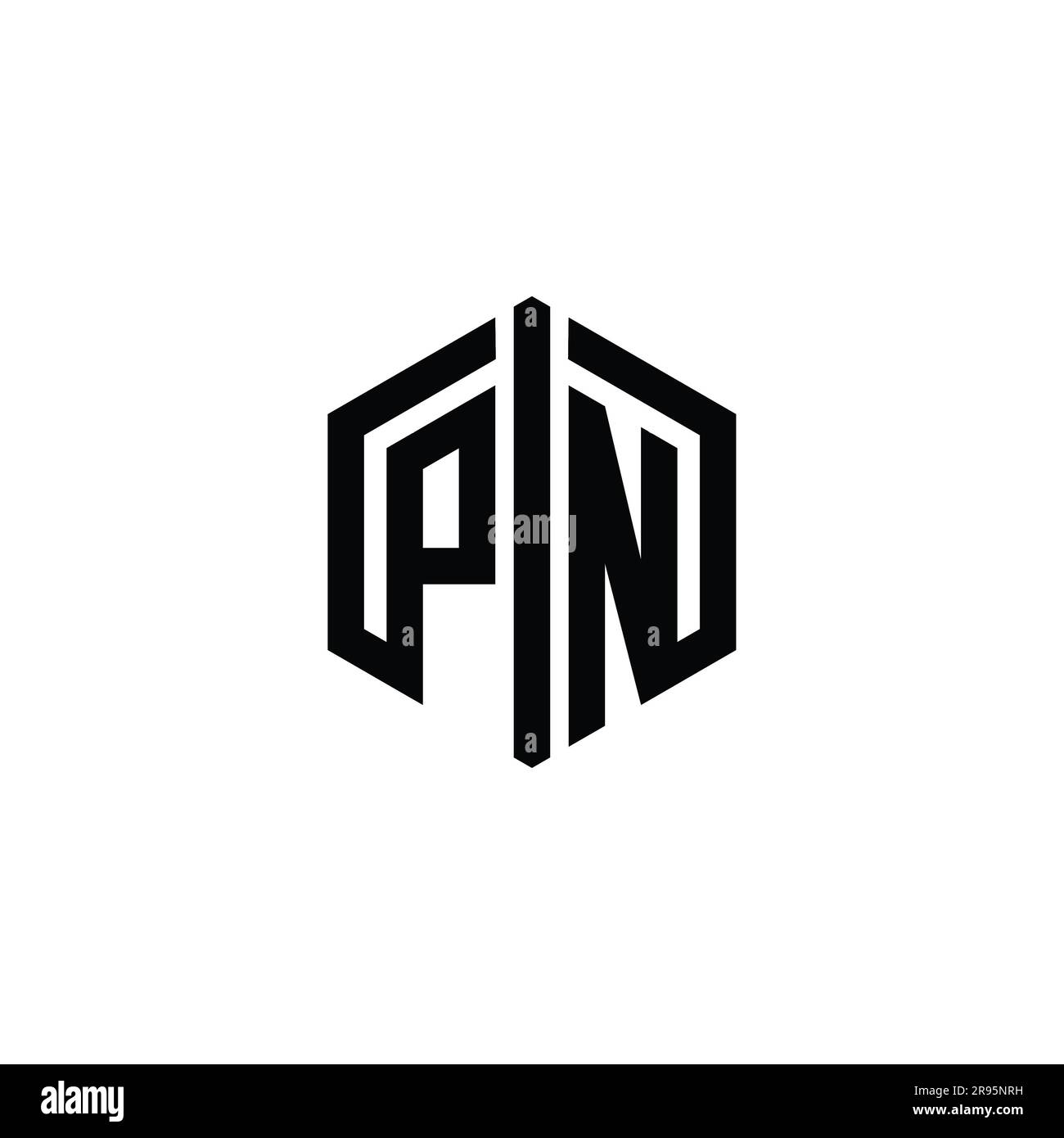 PN Letter Logo monogram hexagon shape with connect outline style design ...