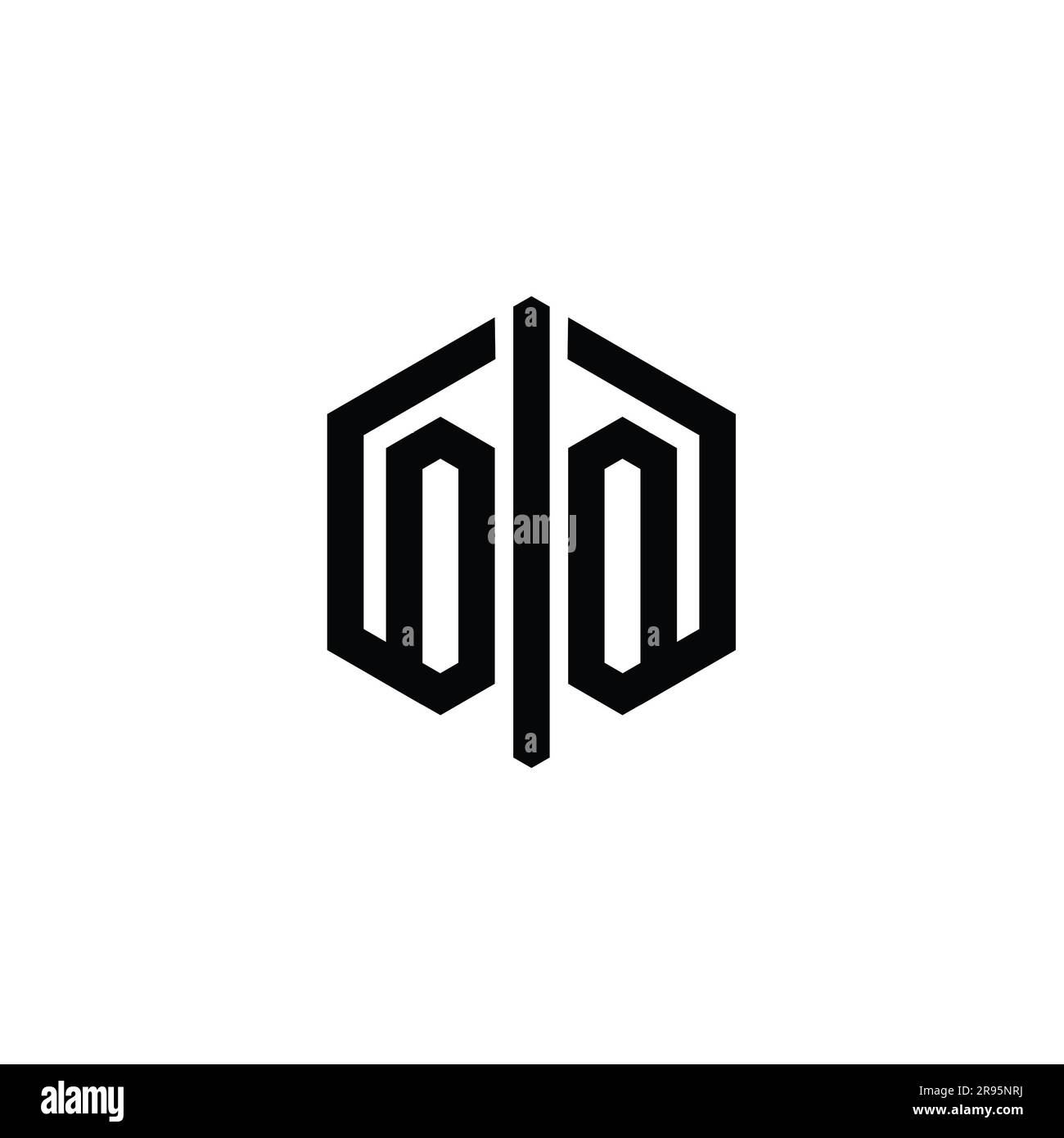 OO Letter Logo monogram hexagon shape with connect outline style design ...