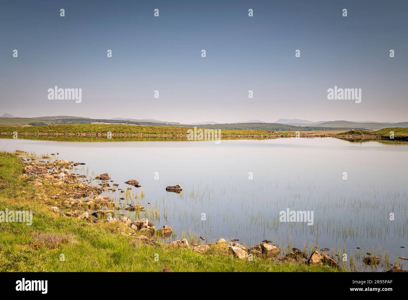 A hot, summer HDR image of the remote Palm Loch, in the Flow Country ...