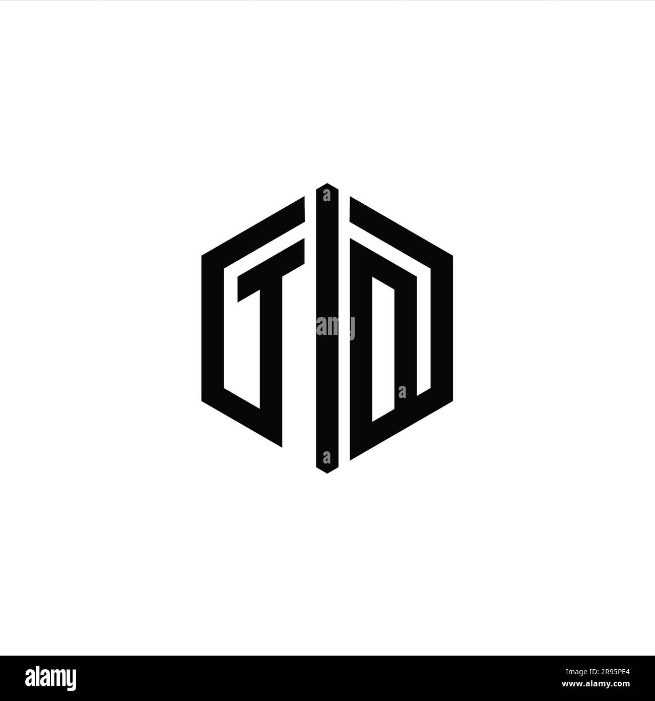 TD Letter Logo monogram hexagon shape with connect outline style design ...