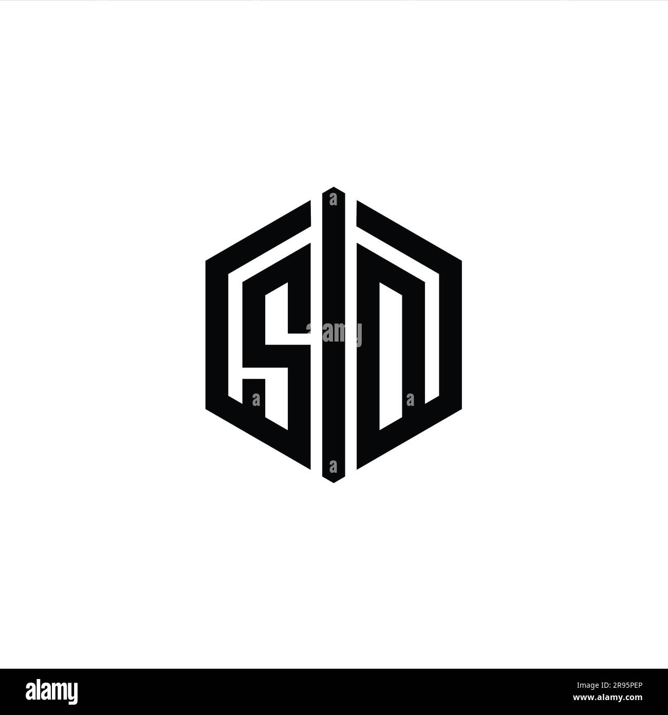 SD Letter Logo monogram hexagon shape with connect outline style design ...