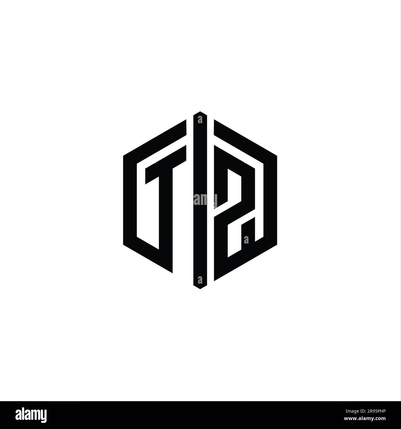 TZ Letter Logo monogram hexagon shape with connect outline style design template Stock Photo - Alamy