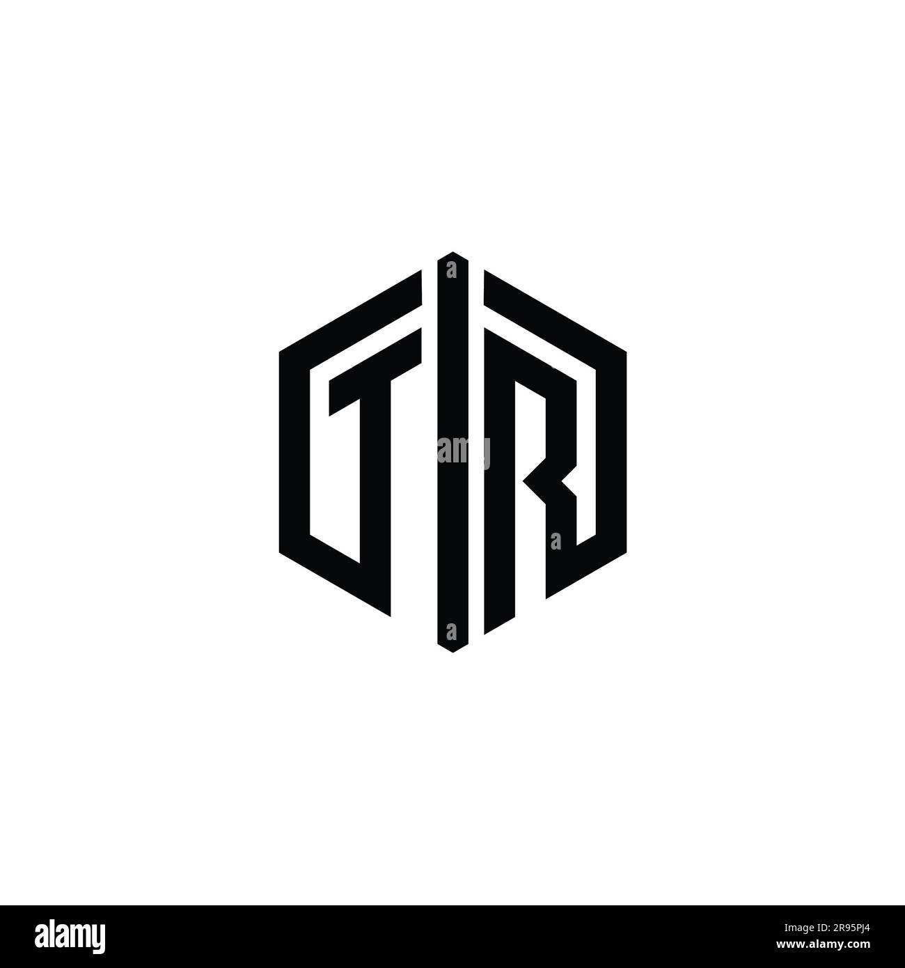 TR Letter Logo monogram hexagon shape with connect outline style design ...