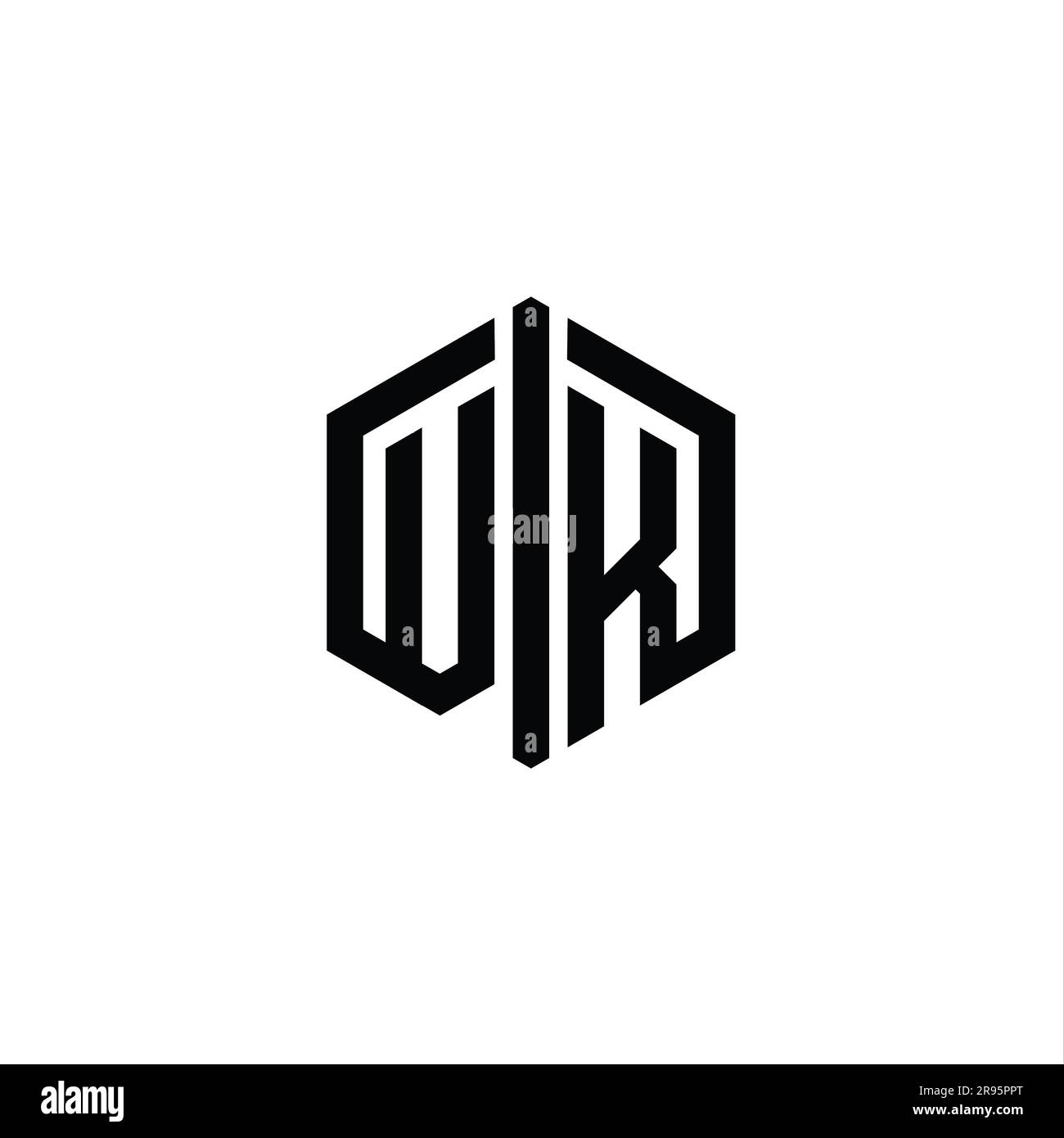 VK Letter Logo monogram hexagon shape with connect outline style design template Stock Photo - Alamy