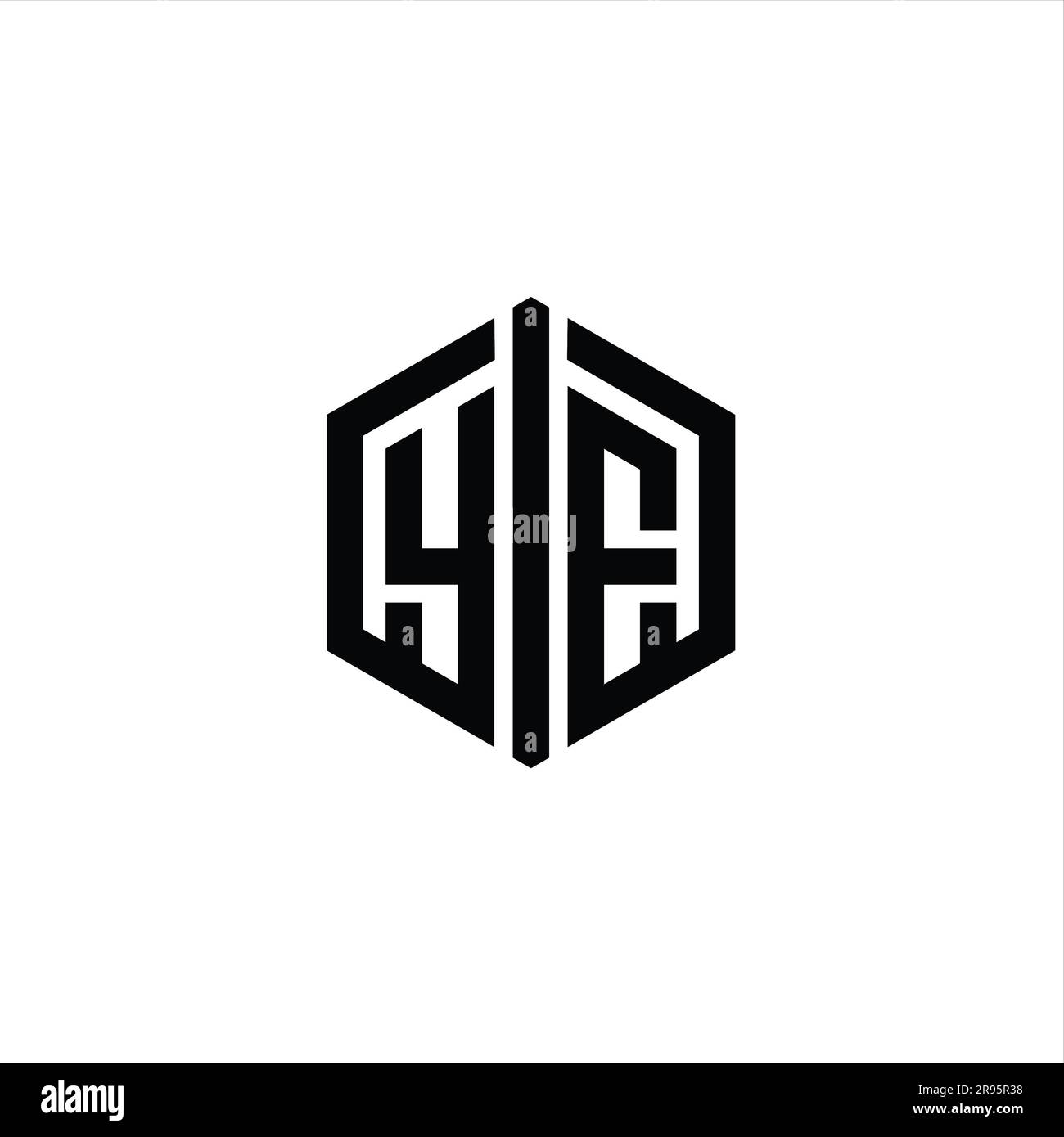 YE Letter Logo monogram hexagon shape with connect outline style design ...