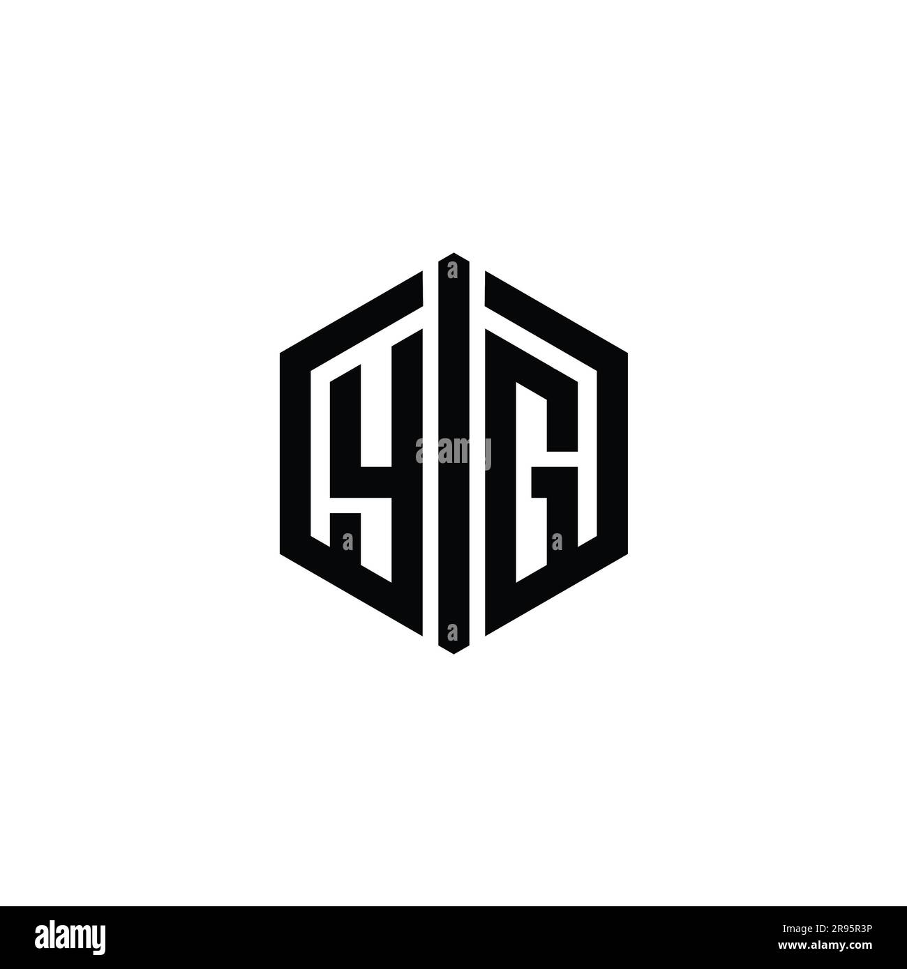YG Letter Logo monogram hexagon shape with connect outline style design ...