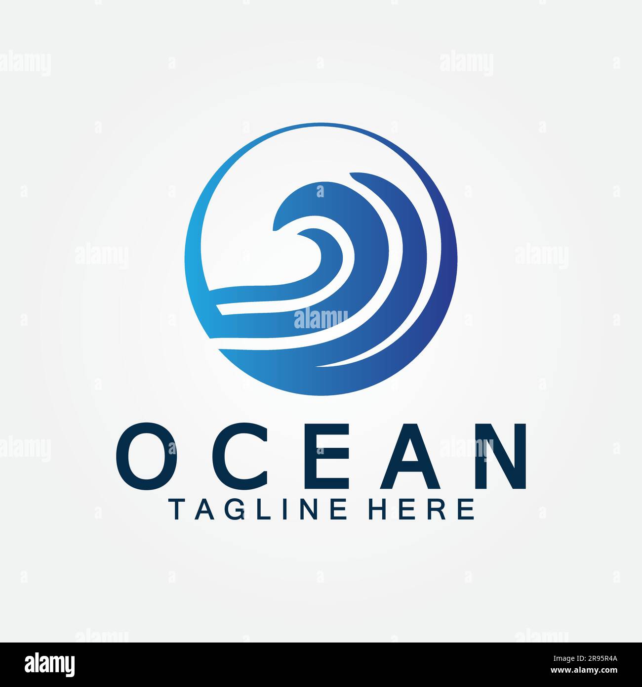 wavy blue ocean water letter O ocean wave logo design vector Stock ...