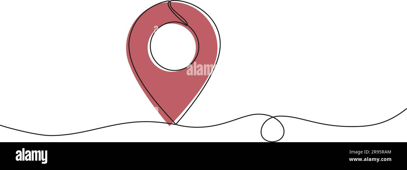 single line drawing of location marker, map pin line art vector illustration Stock Vector Image ...