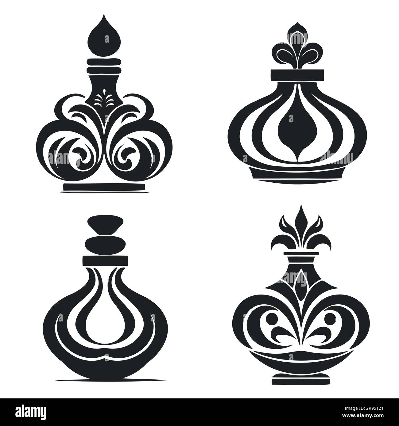 Silhouette of a bottle with a collection of magic elixir or poison ...