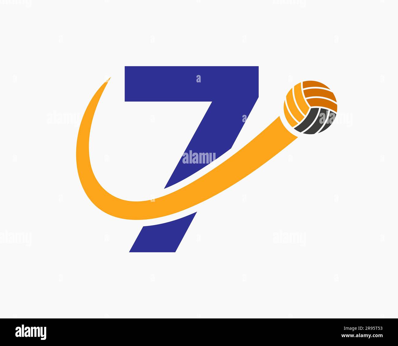 Letter 7 Volleyball Logo Concept With Moving Volley Ball Icon ...