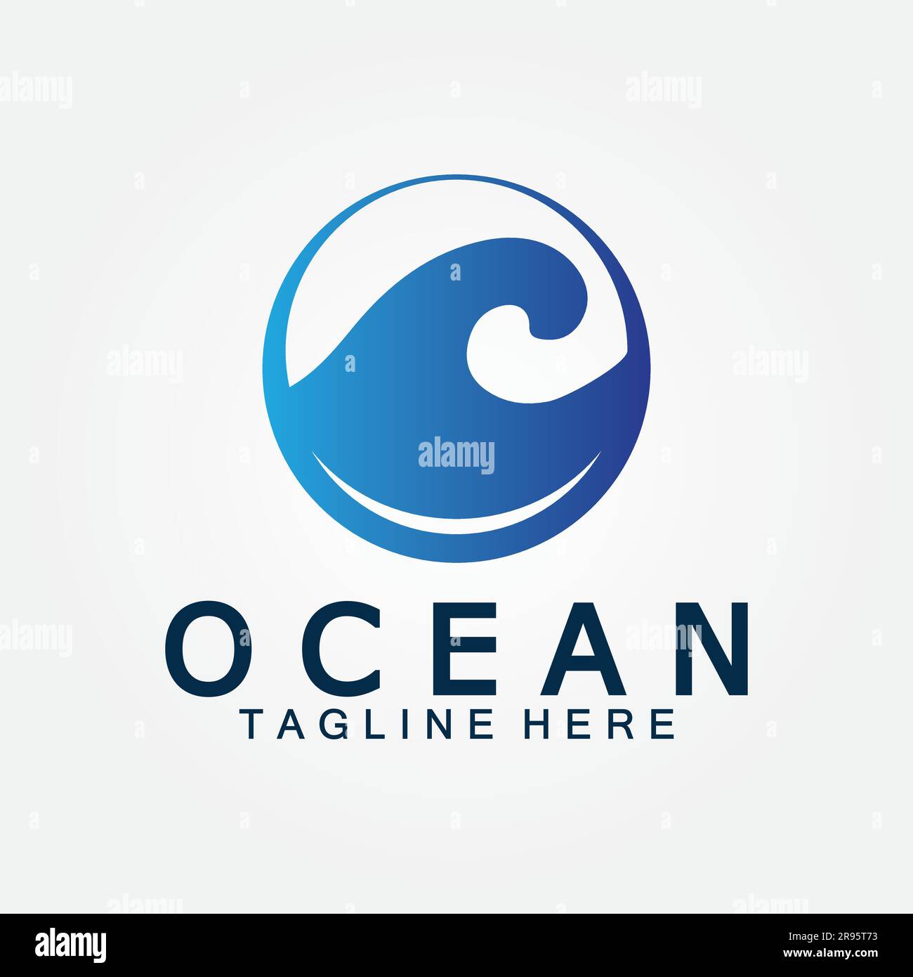 wavy blue ocean water letter O ocean wave logo design vector Stock ...
