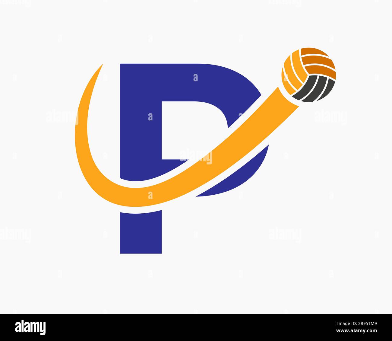 Letter P Volleyball Logo Concept With Moving Volley Ball Icon ...