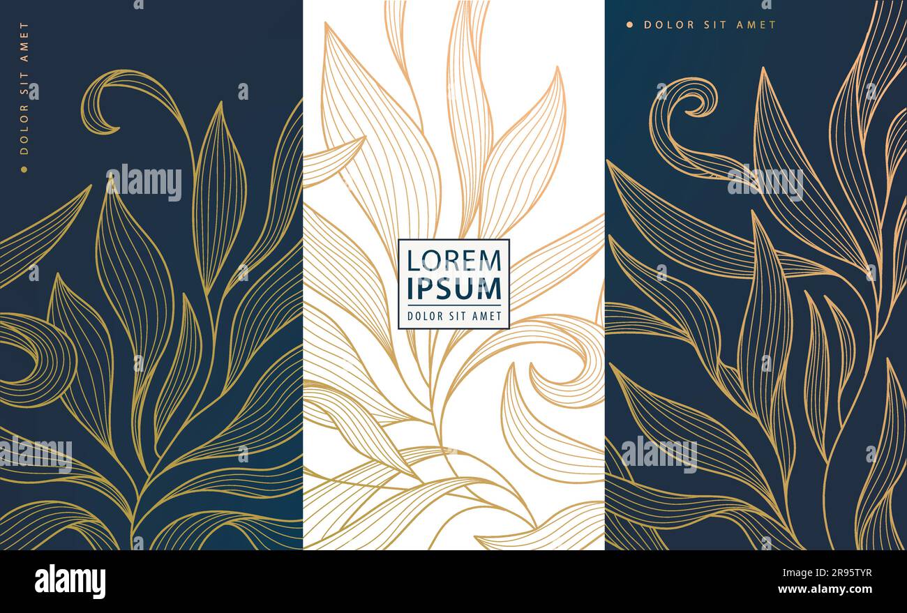 Set of vector art deco labels, frames, wedding invitations, packaging ...