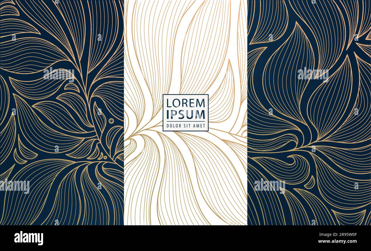 Set of vector art deco labels, frames, wedding invitations, packaging ...