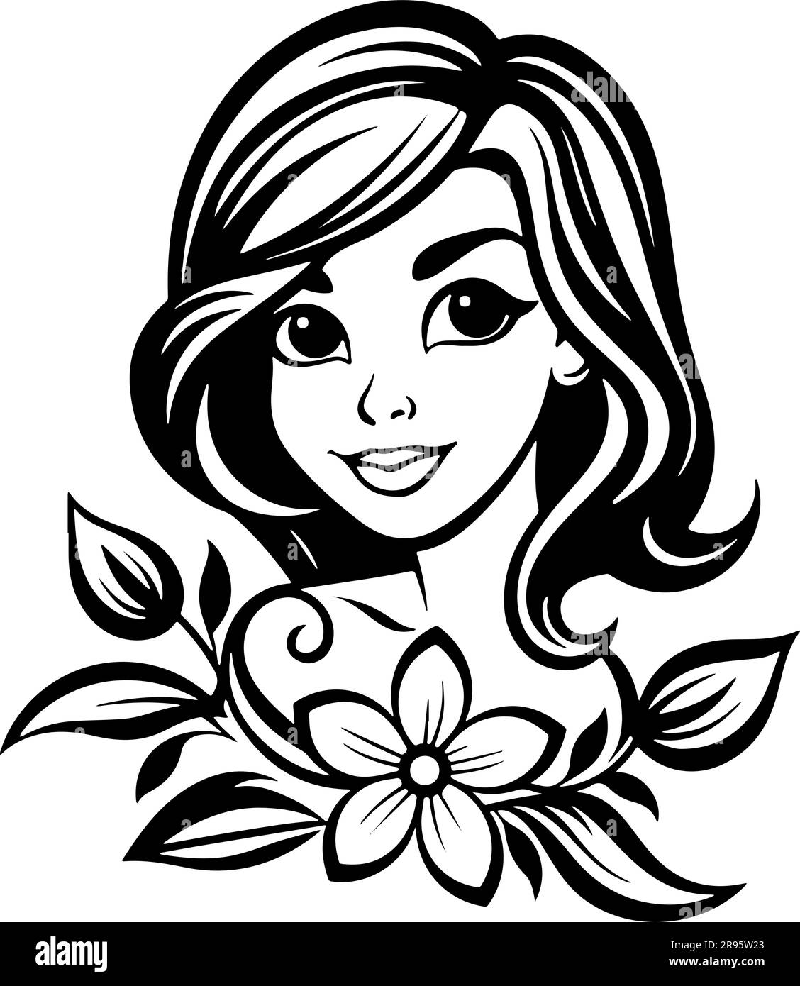 Vector illustration, a joyful young woman radiating happiness and ...