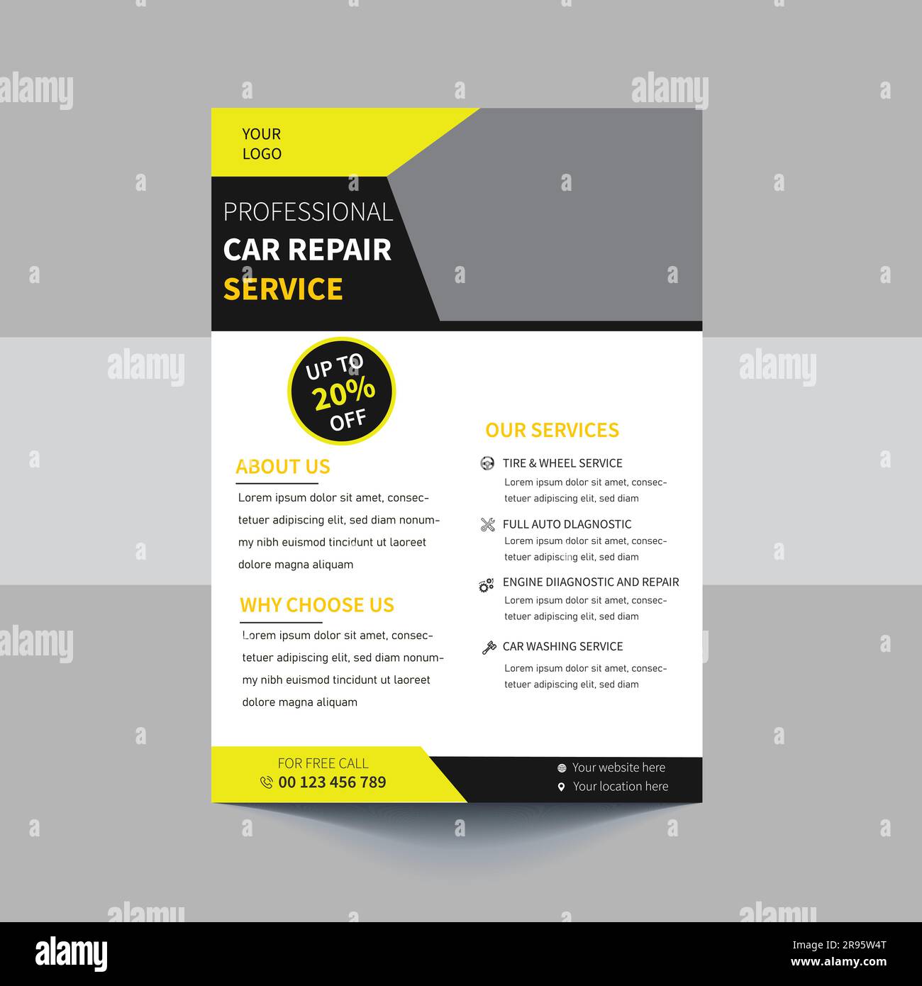 Auto repair Services business layout templates, brochure, mockup flyer ...