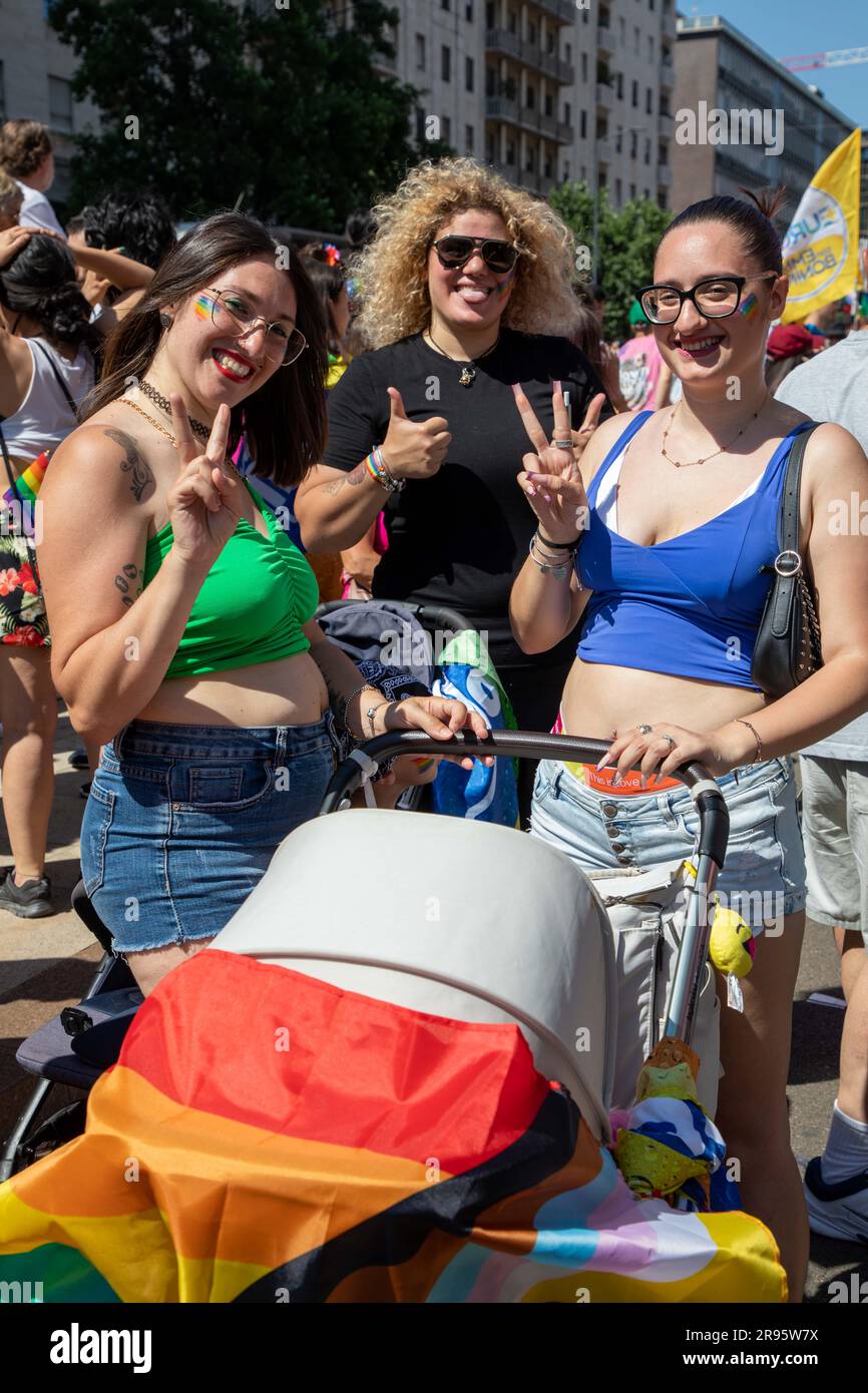 Milan, Italy. 24th June, 2023. Milan - Pride 2023, the procession for ...