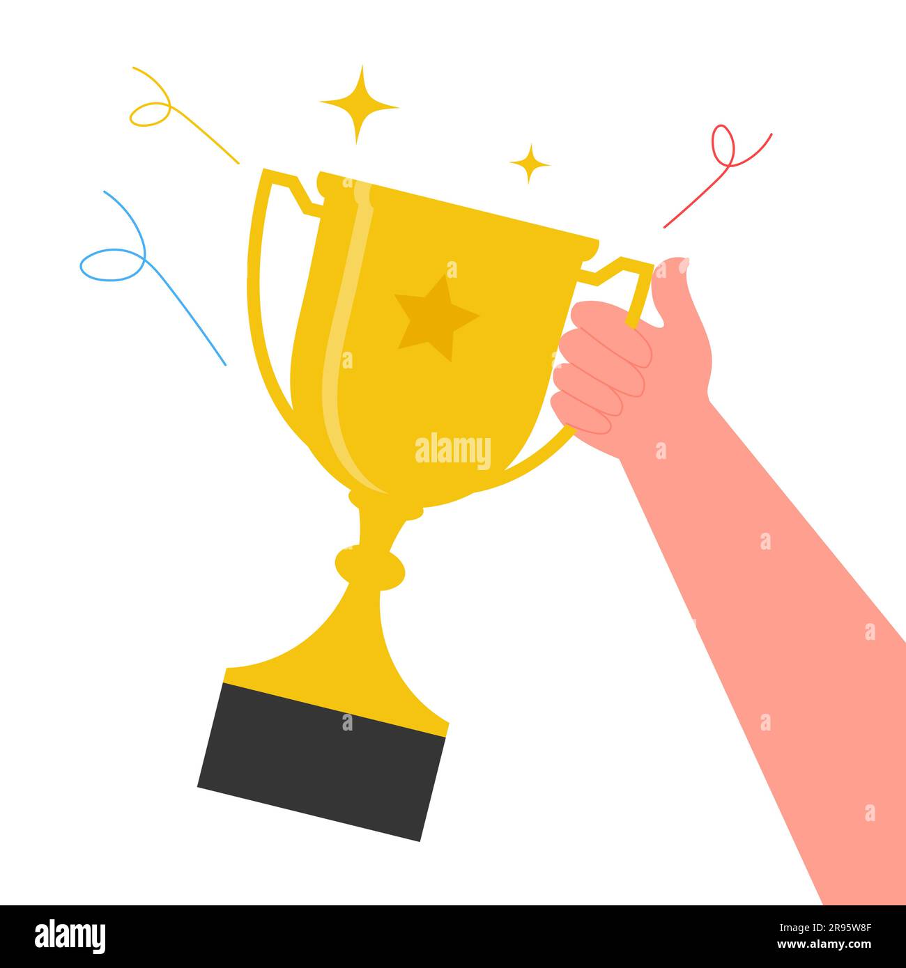Trophy on winner hand Stock Vector Images - Alamy