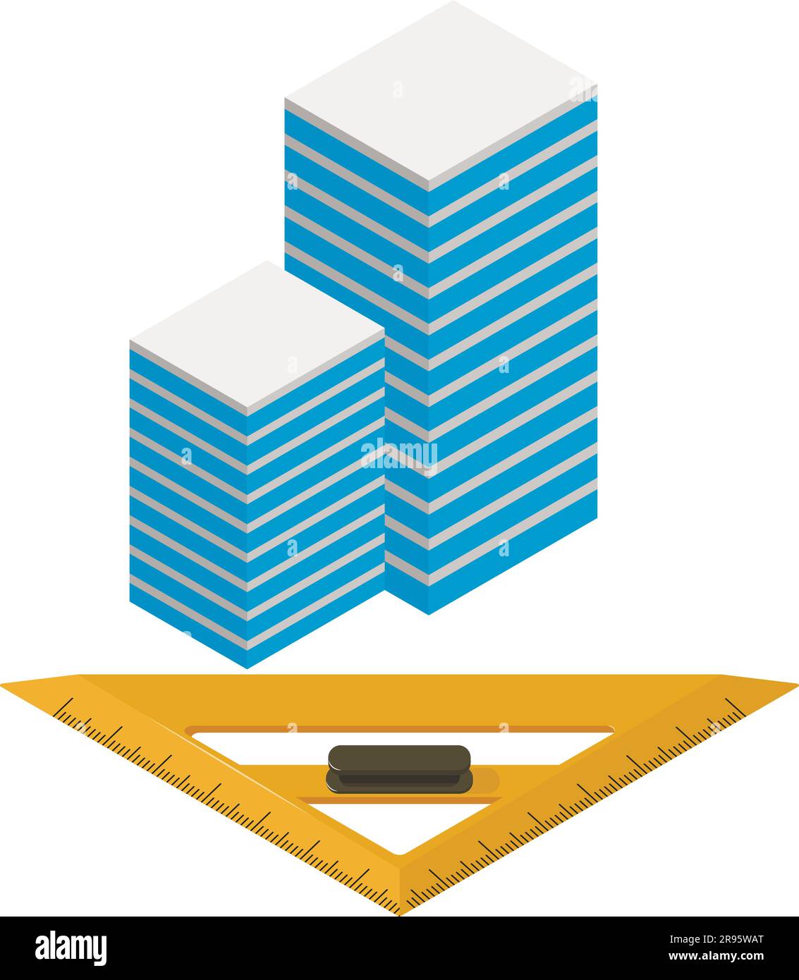 Urban construction icon isometric vector. Two skyscraper and triangle ...