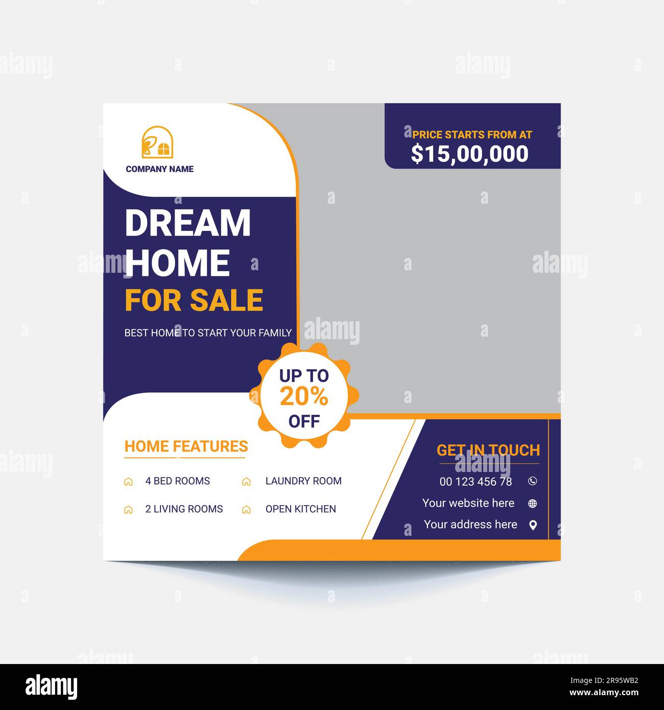 Real Estate Social Media Post Template, Editable Post Template Social ...