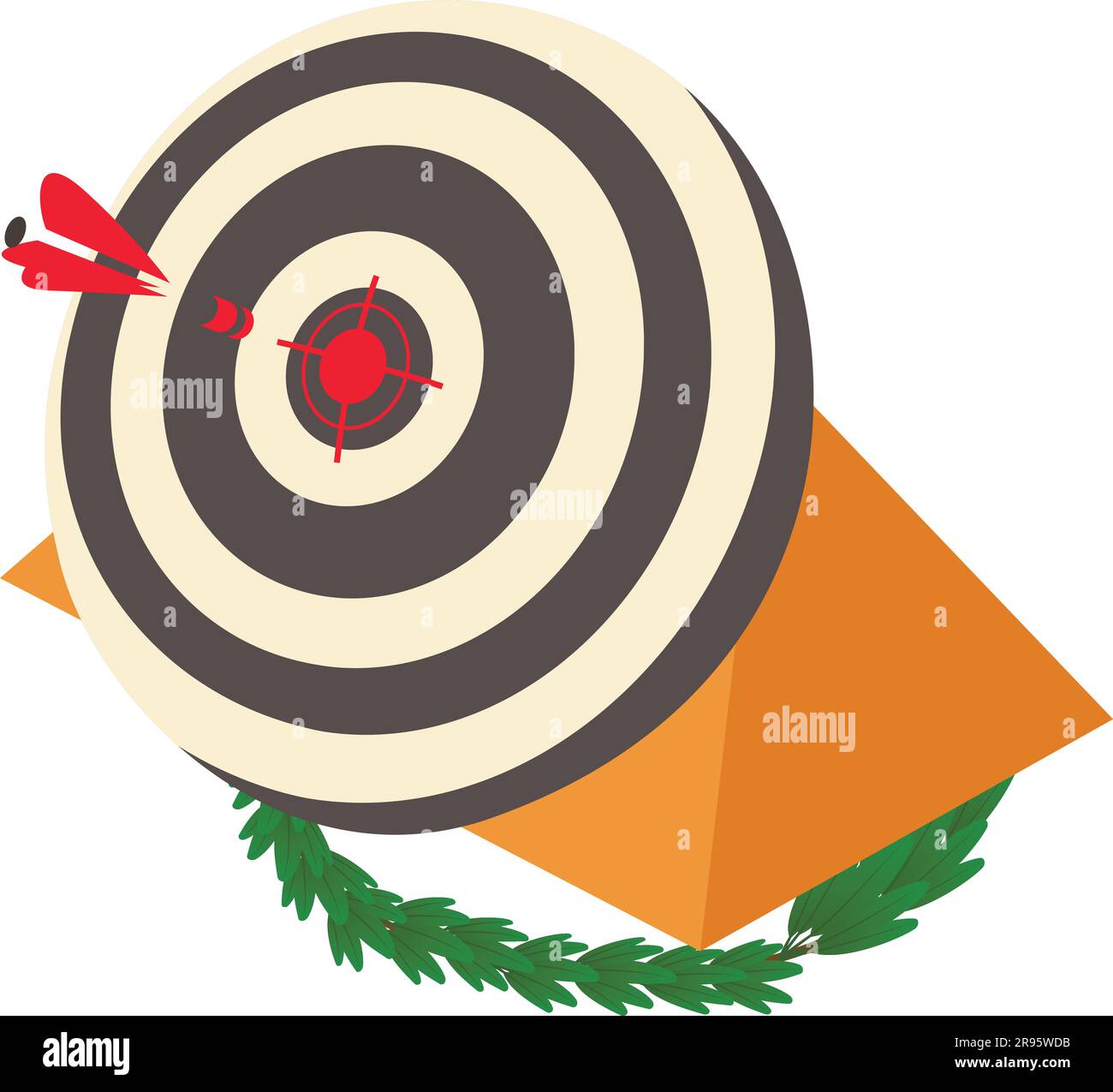 Dart throw icon isometric vector. Target with dart in center and winner ...
