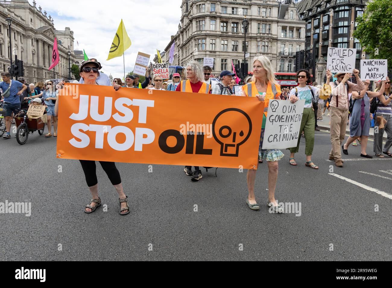 London, England, UK 24 June 2023 Protesters march to the Home Office ...
