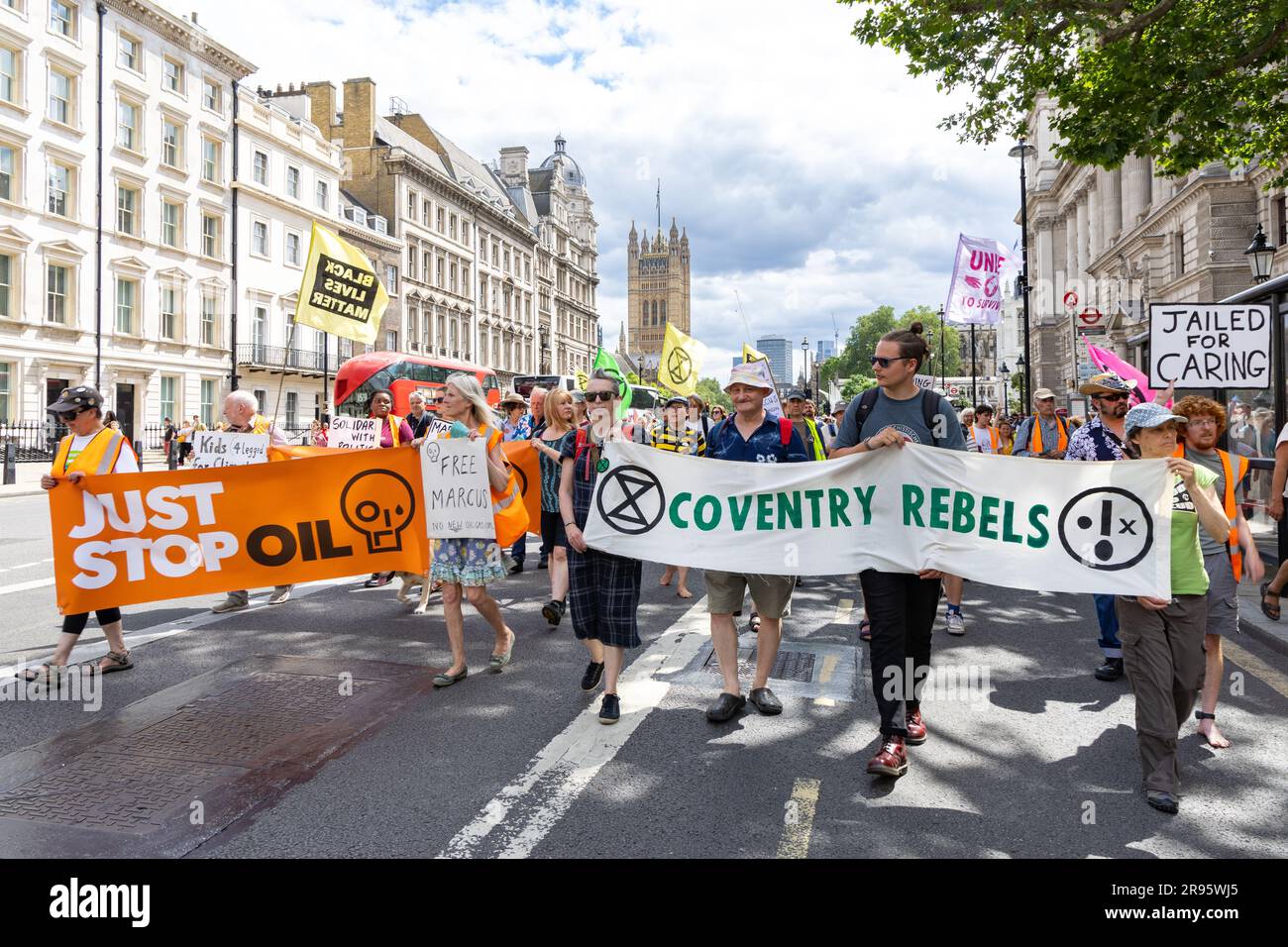 London, England, UK 24 June 2023 Protesters march to the Home Office ...