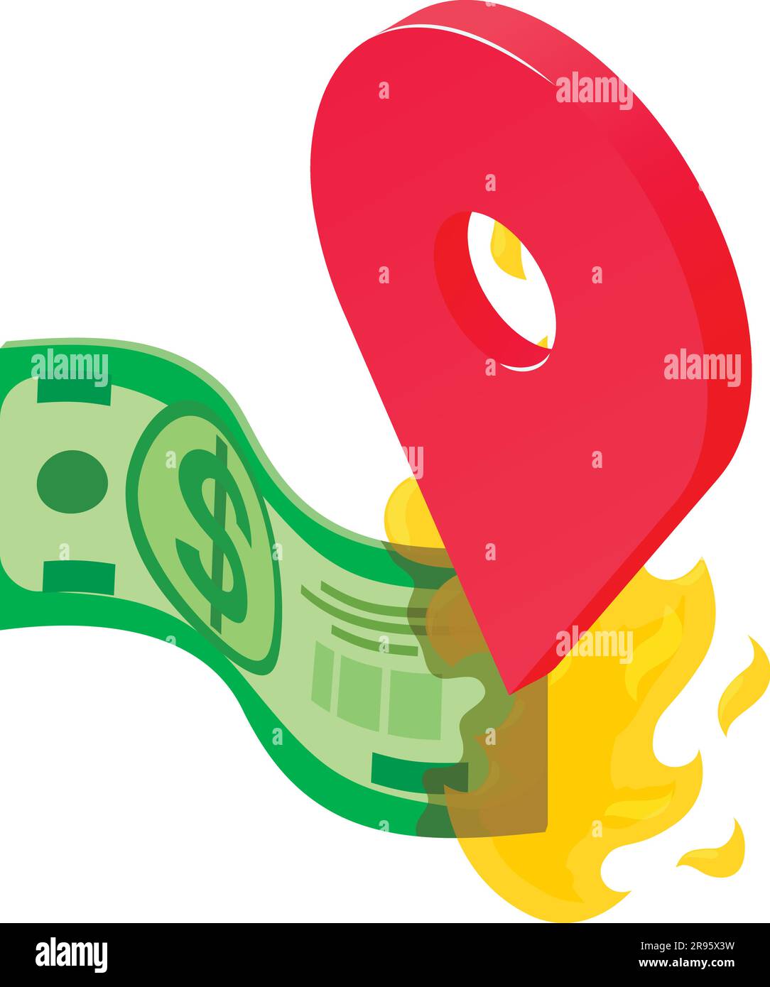 Inflation concept icon isometric vector. Location mark and burning ...