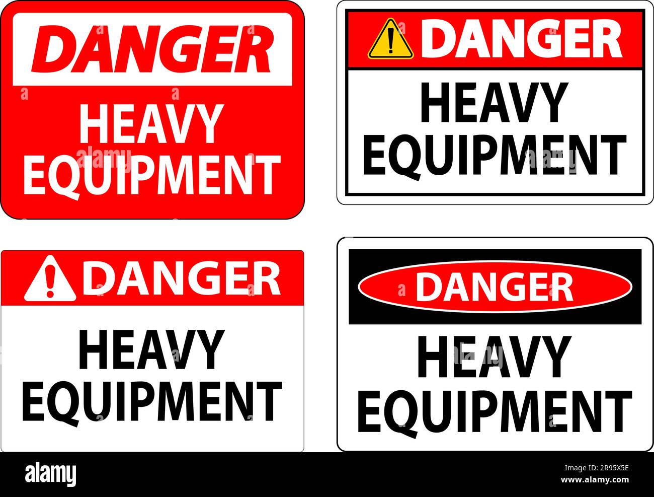 Danger Sign Heavy Equipment On White Background Stock Vector Image ...