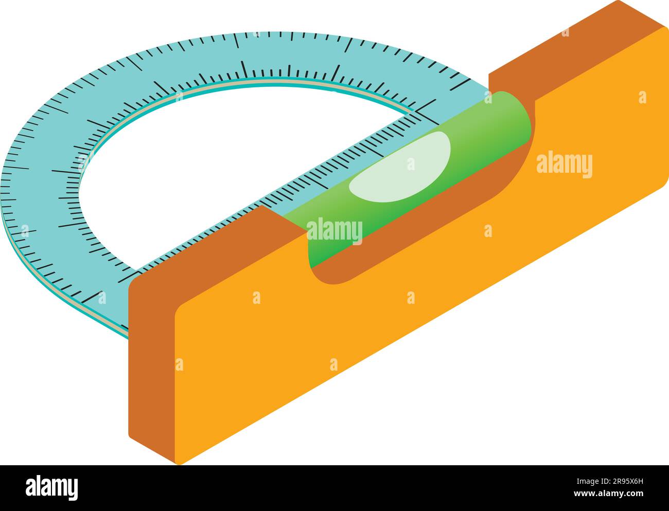 Measuring tool icon isometric vector. Protractor and yellow building ... Measuring tool icon isometric vector. Protractor and yellow building ...