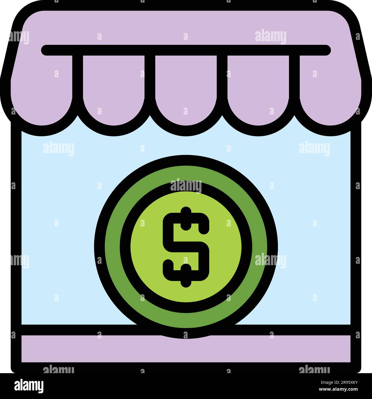 Narrow market street shop icon. Outline Narrow market street shop ...