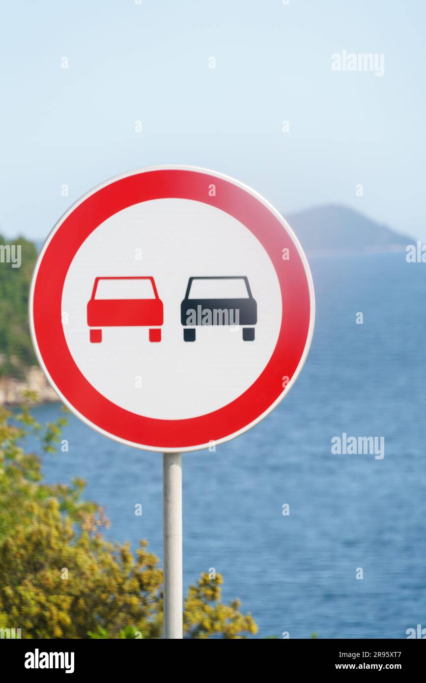 Overtaking prohibited road sign hi-res stock photography and images - Alamy