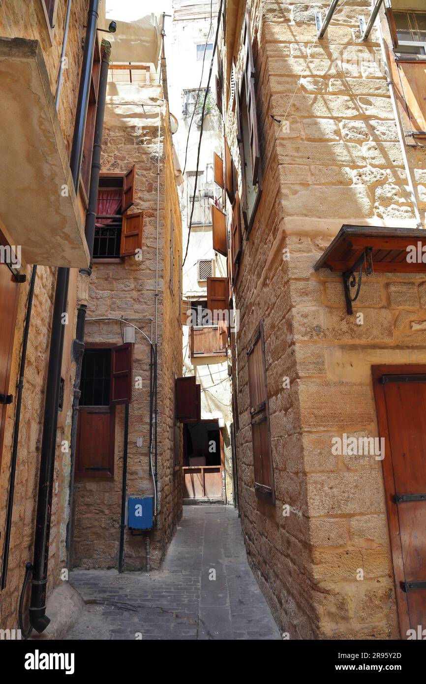 The narrow alleyways of old Sidon, Lebanon Stock Photo - Alamy