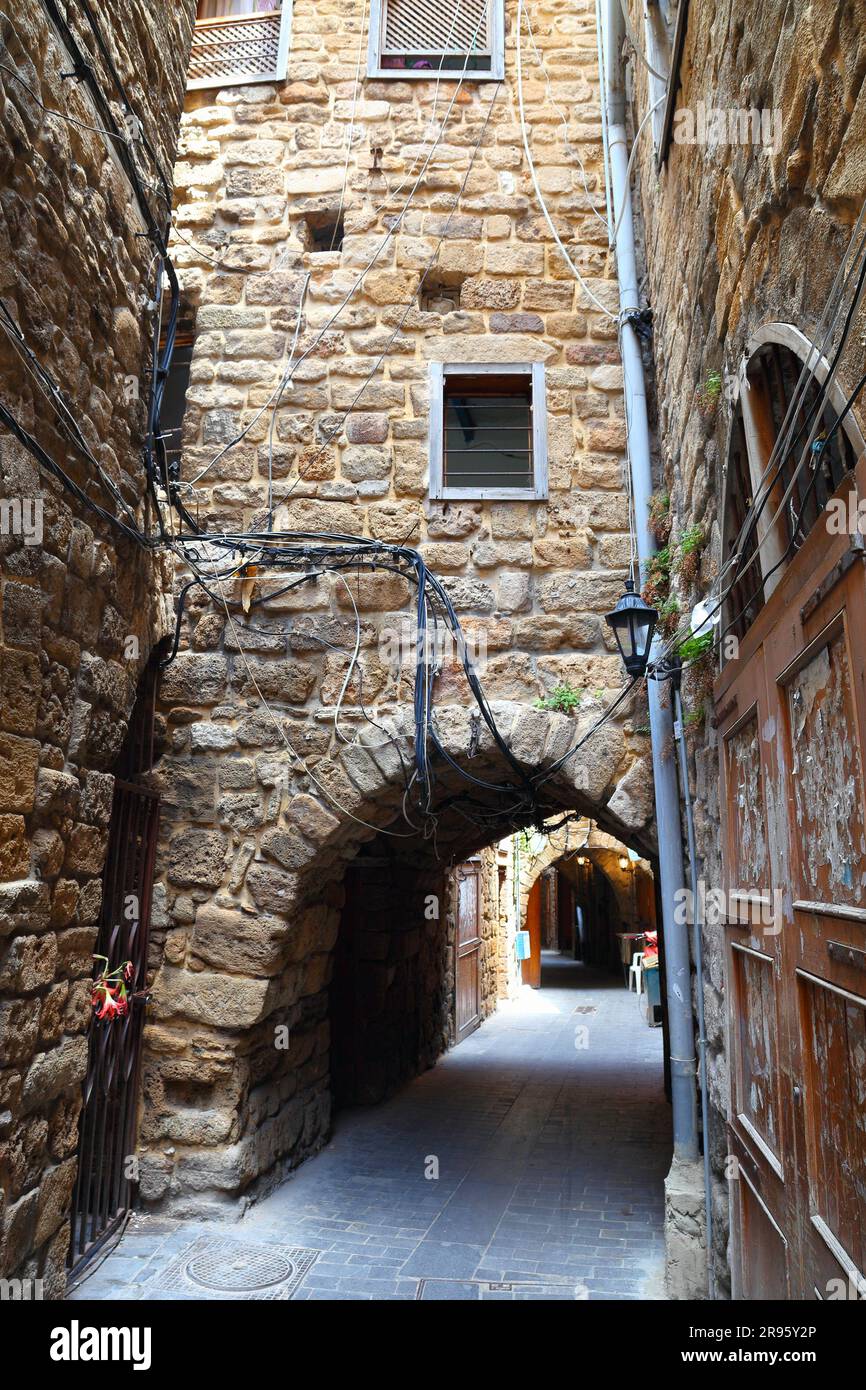The narrow alleyways of old Sidon, Lebanon Stock Photo - Alamy