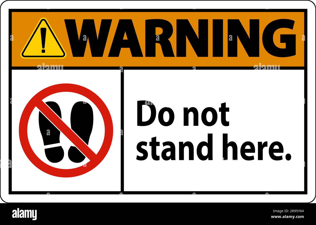 Warning Sign Do Not Stand Here On White Background Stock Vector Image ...