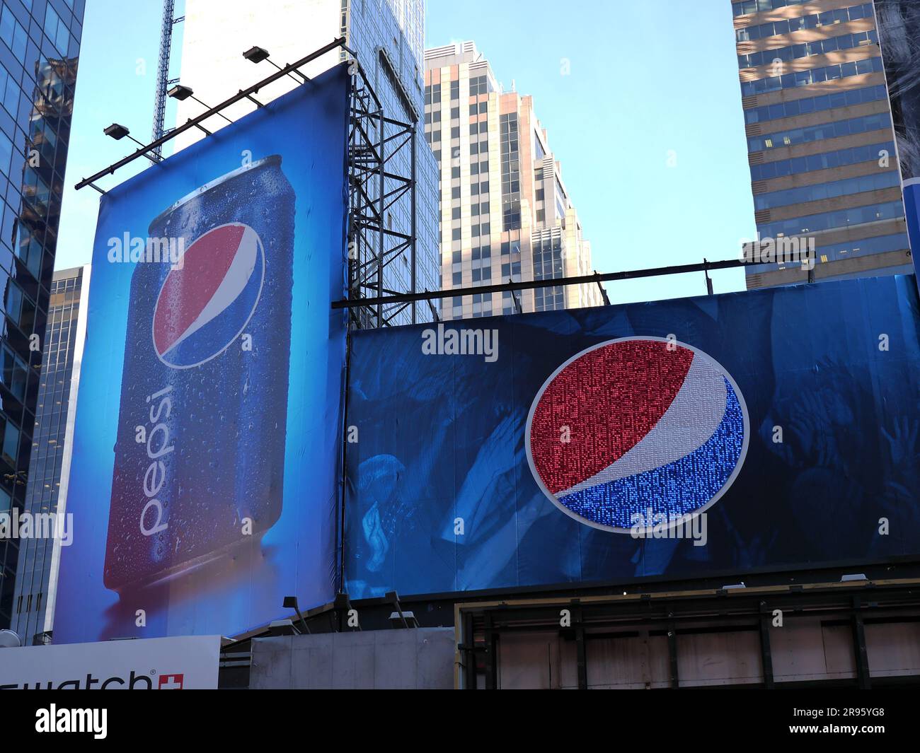 A closeup of a Pepsi advertising poster in New York City Stock Photo ...